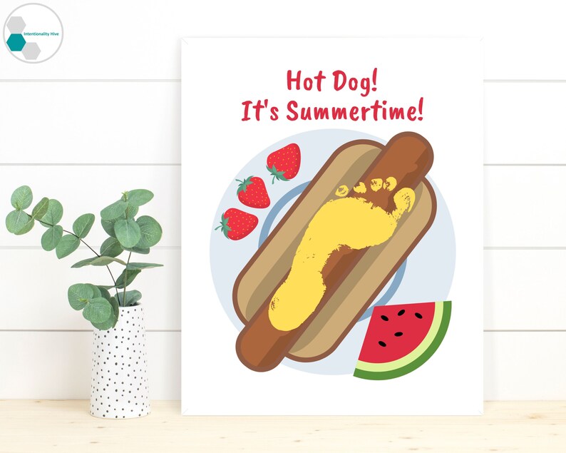 Summer Footprint Craft for Toddlers | Hot Dog Printable Footprint Art ...