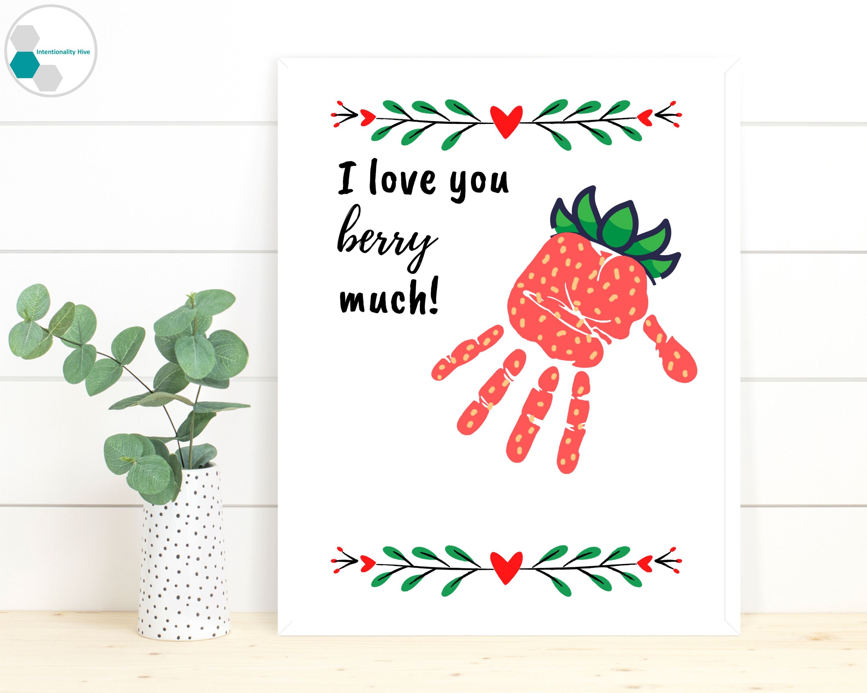 Strawberry Handprint Printable Template | I Love You Berry Much ...