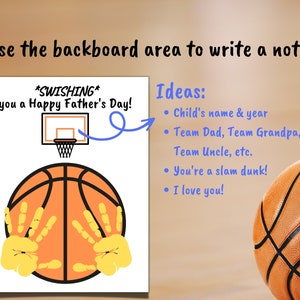 Father's Day Basketball Handprint Craft Art, Toddler Baby Basketball ...