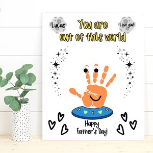 Space Alien Handprint Art Father's Day Craft UFO, Daddy Dad Handprint ...
