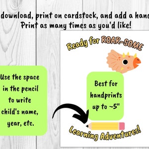 Dinosaur Back to School Handprint Art Craft, My First Day of School ...