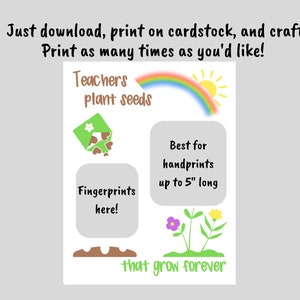 Teacher Fingerprint Handprint Art Gift, Teachers Plant Seeds Handprint ...