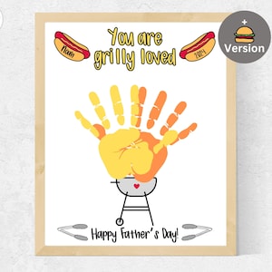 Grill Handprint Art Father's Day Crafts, Grill Dad Gift Handprint Craft ...