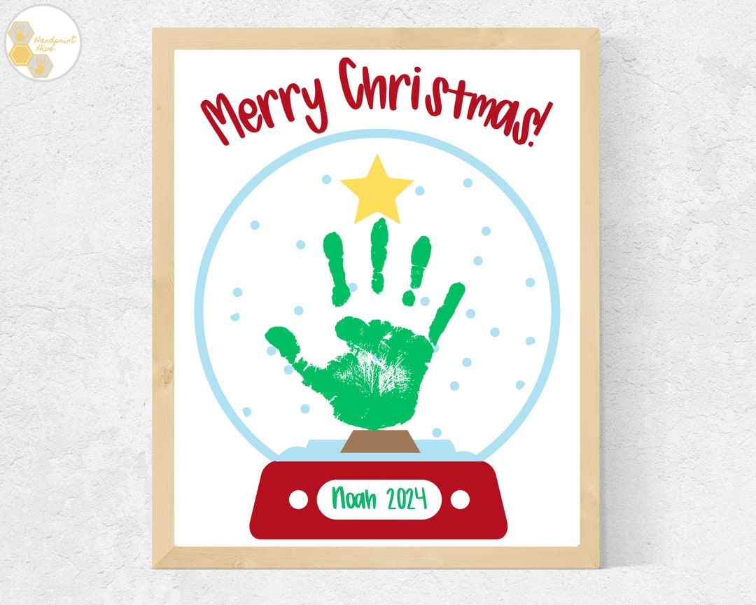 Christmas Snow Globe Handprint Craft, Christmas Handprint Art Craft for ...