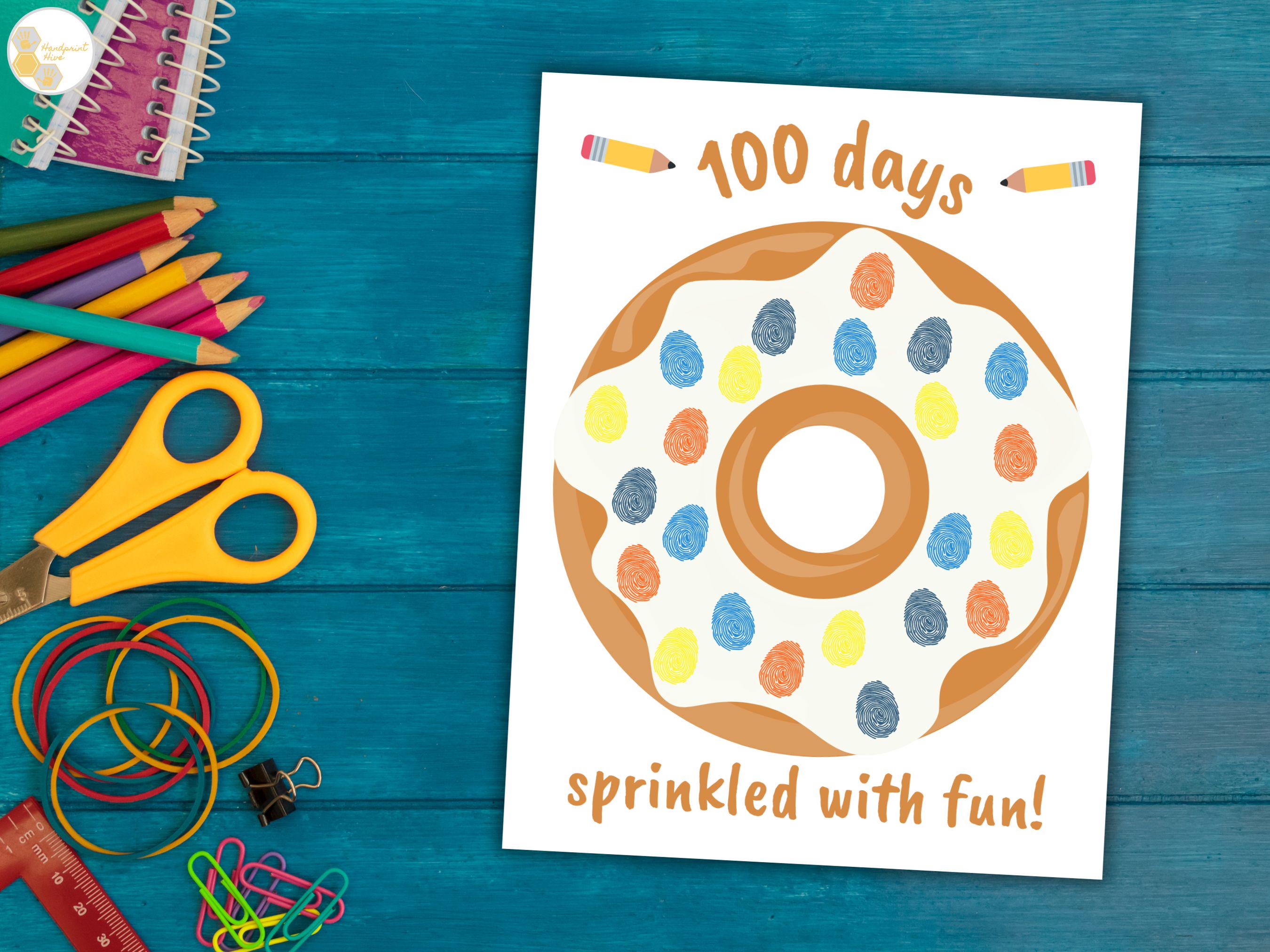 Fingerprint 100 Days of School Craft Activity, 100 Days Sprinkled With ...