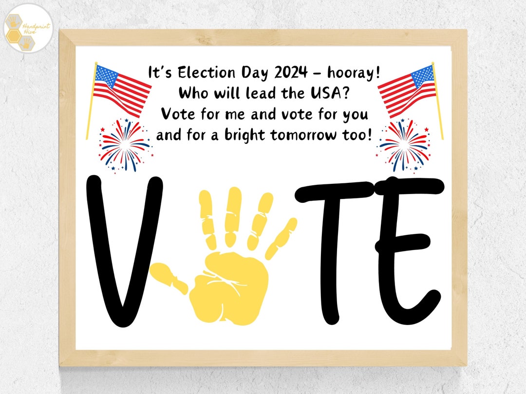 Election Day Handprint Art Craft, Election Day Craft Toddlers Kids ...
