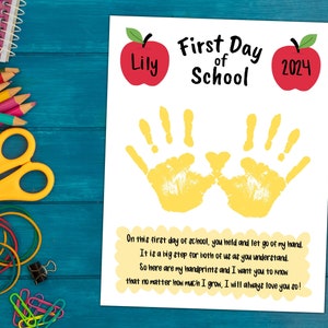 Handprint First Day of School Poem, Back to School Handprint Art ...