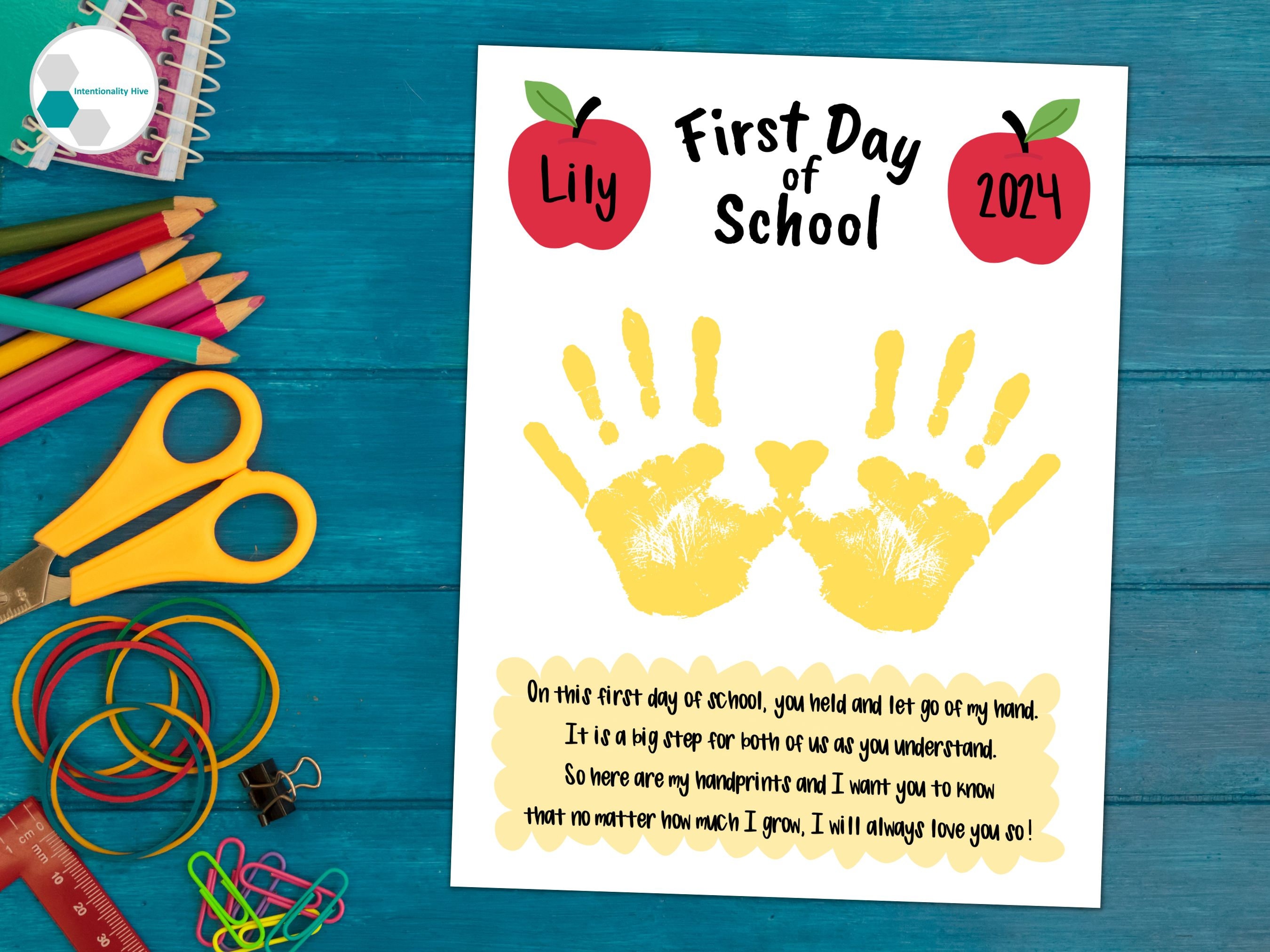 Handprint First Day of School Poem, Back to School Handprint Art ...