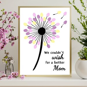 Mom Fingerprint Art Gift, Dandelion Mother's Day Craft, Personalized ...