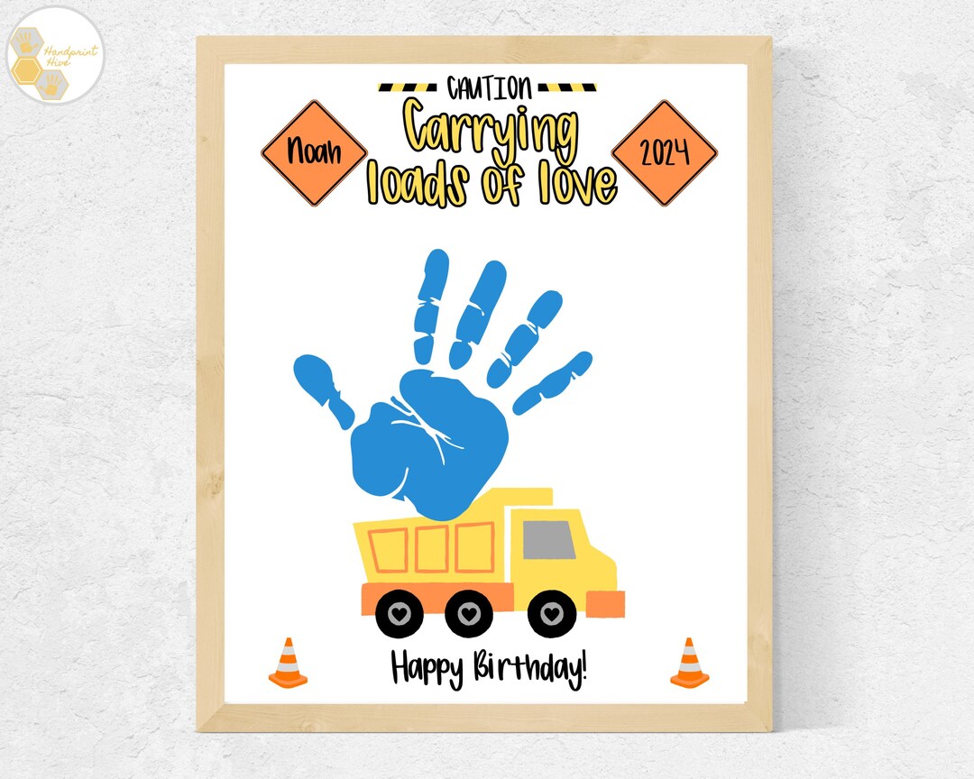 Construction Birthday Handprint Art Craft for Dad Grandpa Papa ...