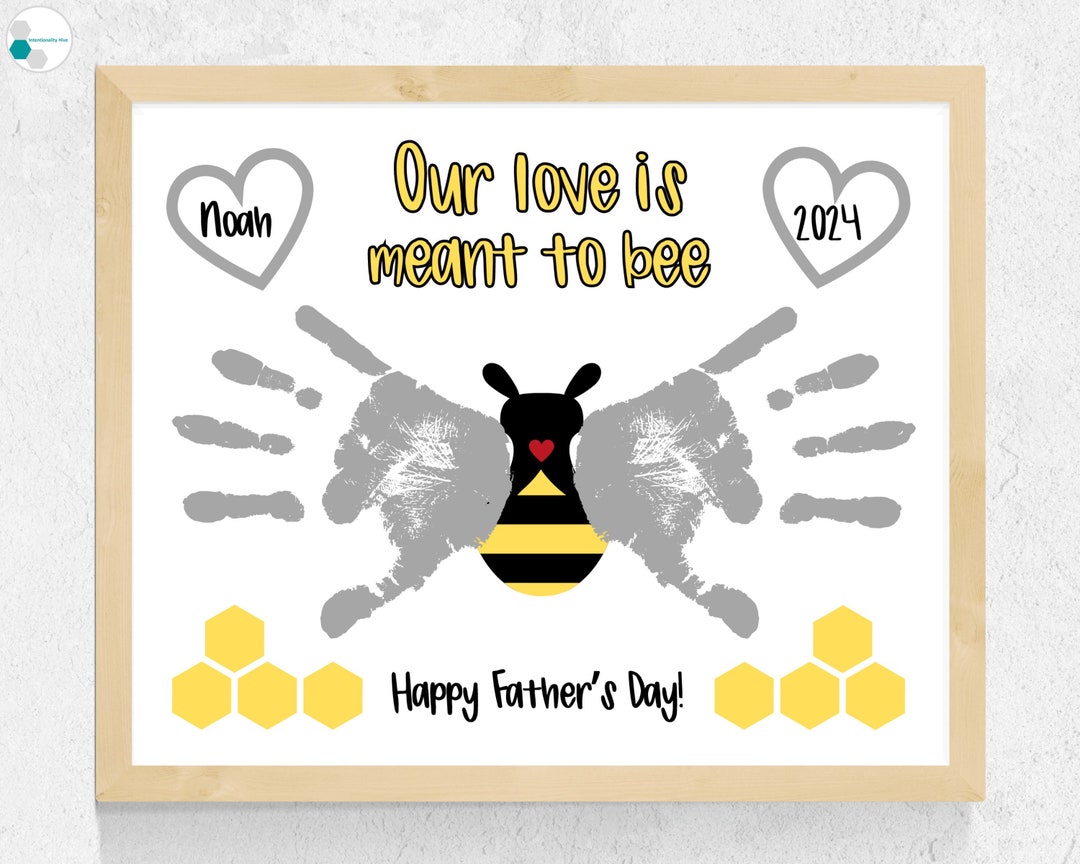 Bee Father's Day Handprint Craft, Dad Uncle Papa Grandpa Handprint Art ...