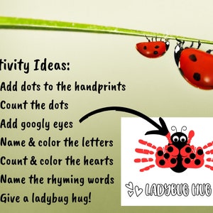 Ladybug Summer Handprint Craft Art, Printable Ladybug Preschool ...