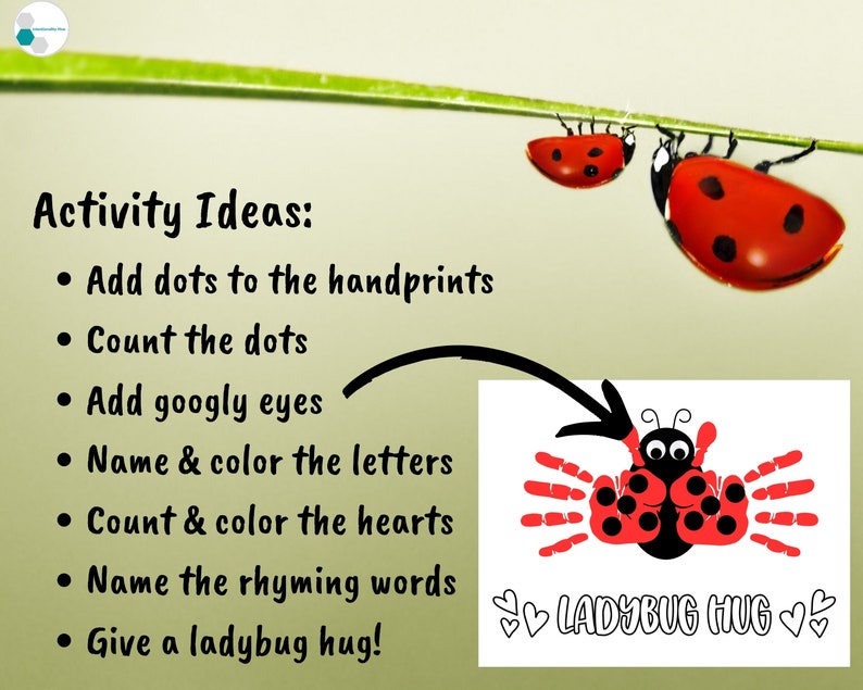 Ladybug Summer Handprint Craft Art, Printable Ladybug Preschool ...