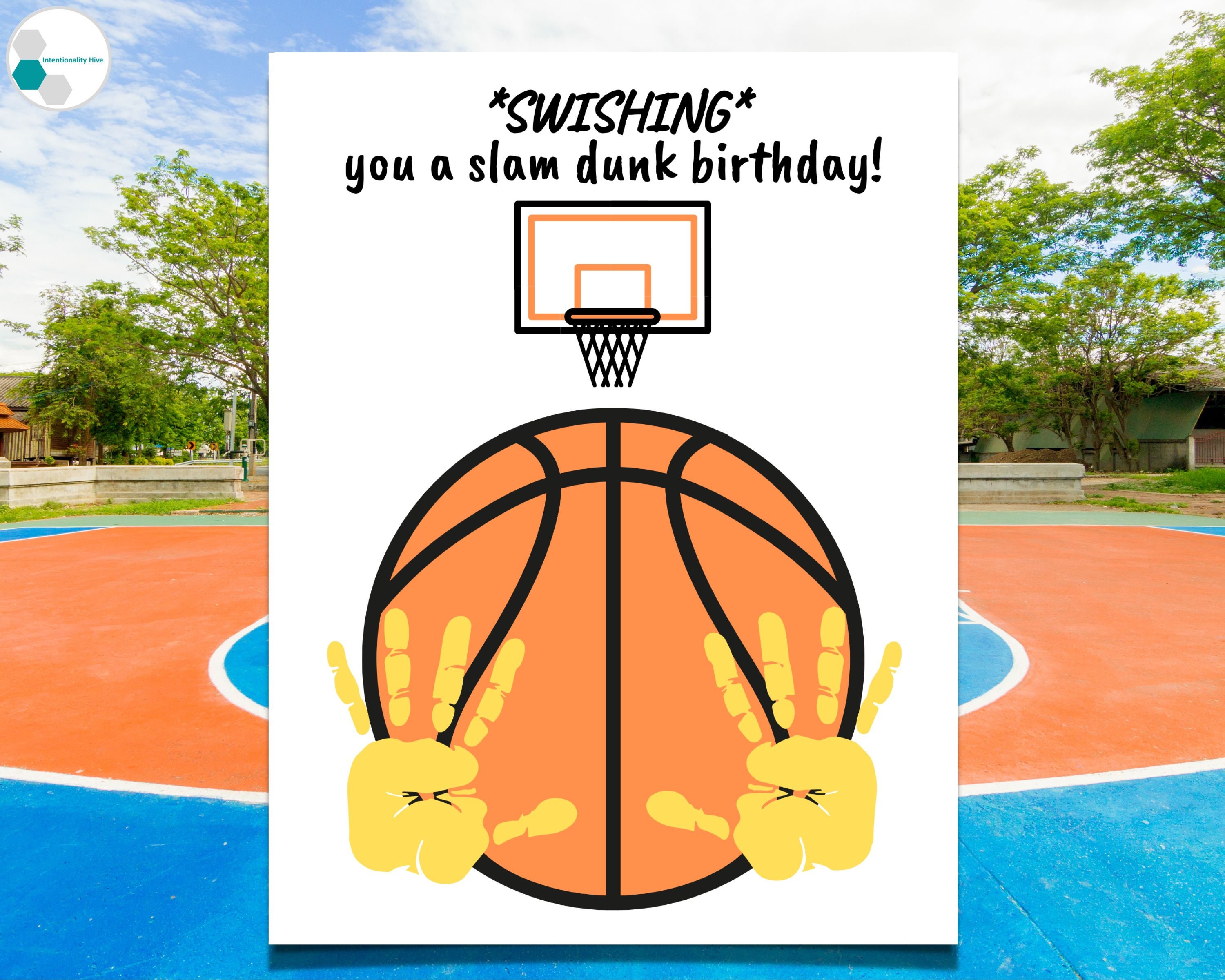 Basketball Birthday Handprint Card Printable Dad Birthday - Etsy