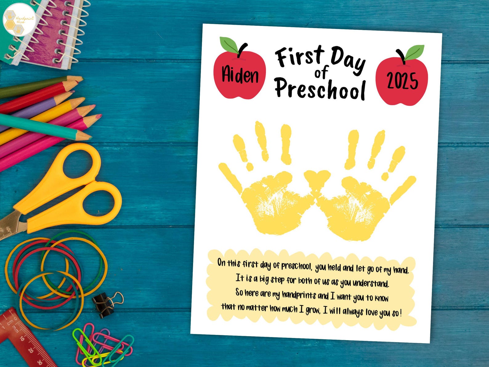 Back to School Handprint Art Poem, First Day of Preschool Craft ...
