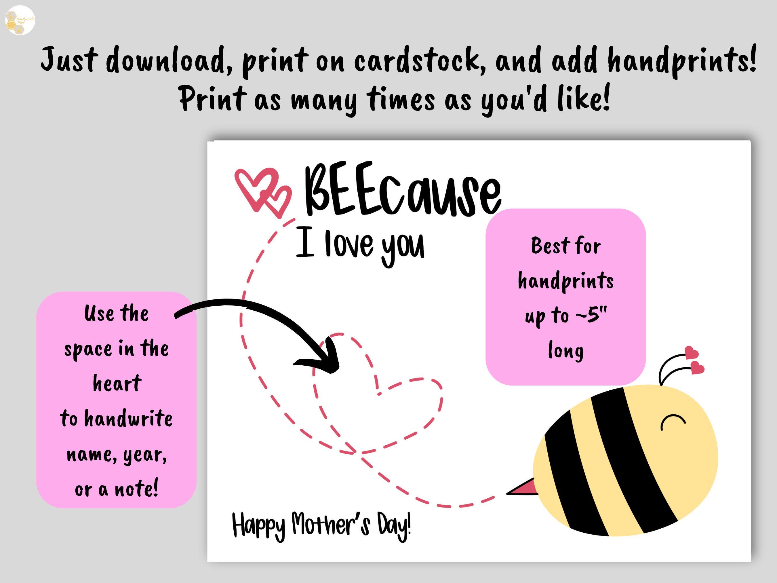 Bee Mother's Day Handprint Art Craft Printable, Handprint Mother's Day ...