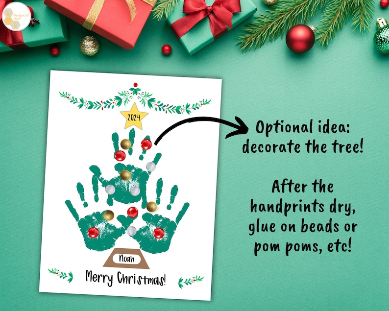 2024 Christmas Tree Handprint Craft Printable, Handprint Christmas Tree ...