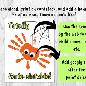 Spider Handprint Art Halloween Craft for Toddlers Baby Kids, Spider ...