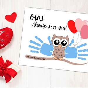 Owl Valentine's Day Handprint Art Craft | Printable Owl Always Love You ...