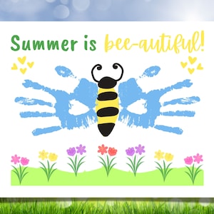 Summer Handprint Art Craft, Printable Summer Craft for Toddlers, Bee ...