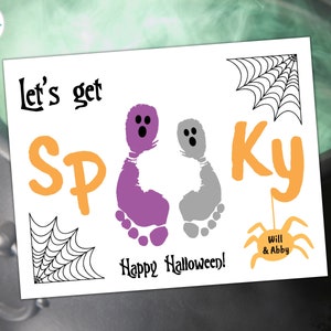 Spooky Halloween Footprint Art Craft Printable, Footprint Halloween ...