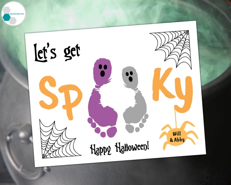 Spooky Halloween Footprint Art Craft Printable Footprint - Etsy