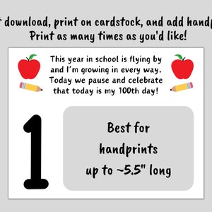 100 Days of School Handprint Art Poem, 100 Days Preschool Craft, 100 ...