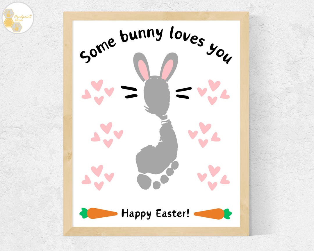 Easter Footprint Art Craft Printable, Easter Bunny Footprint Craft ...