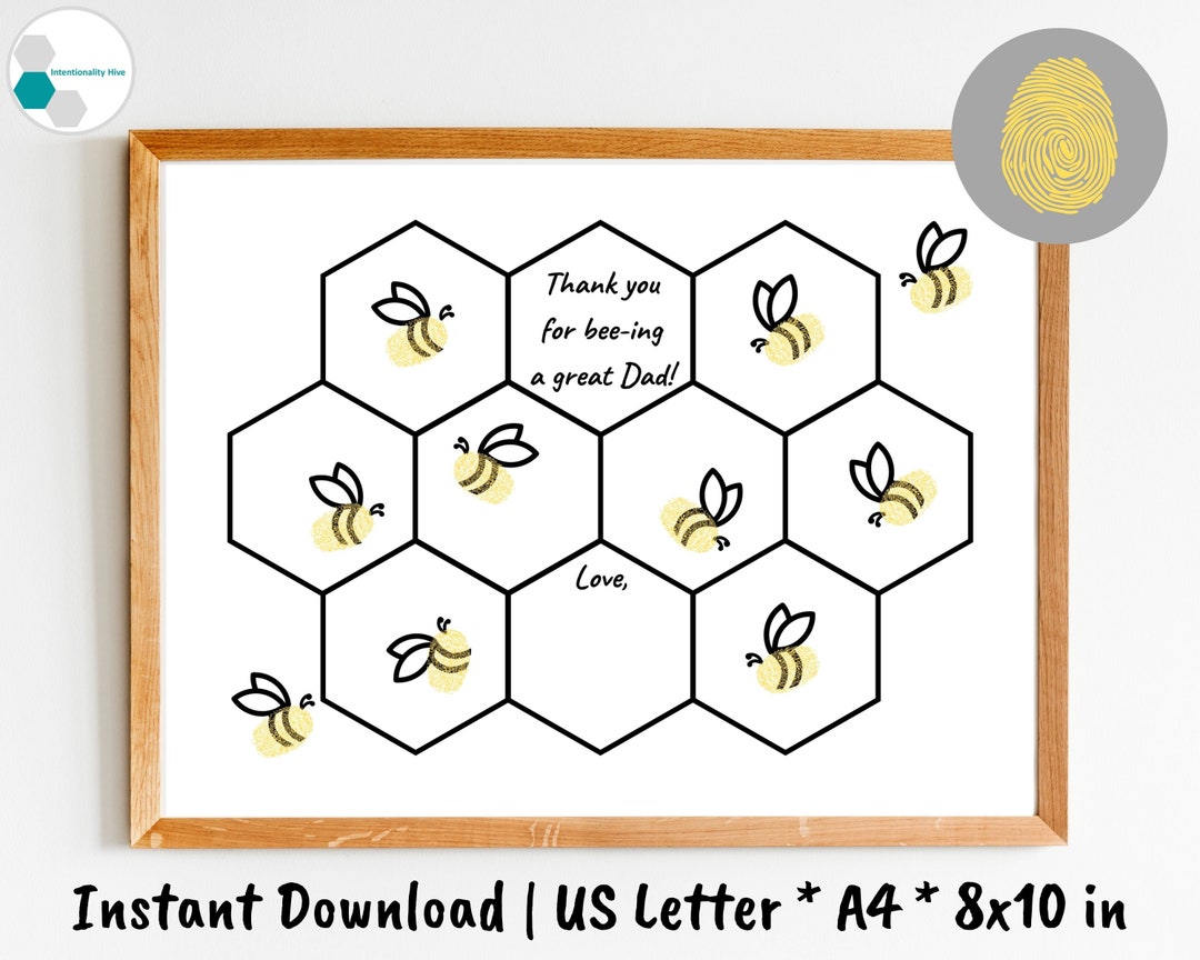 Bee Father's Day Fingerprints Craft for Dad Printable - Etsy