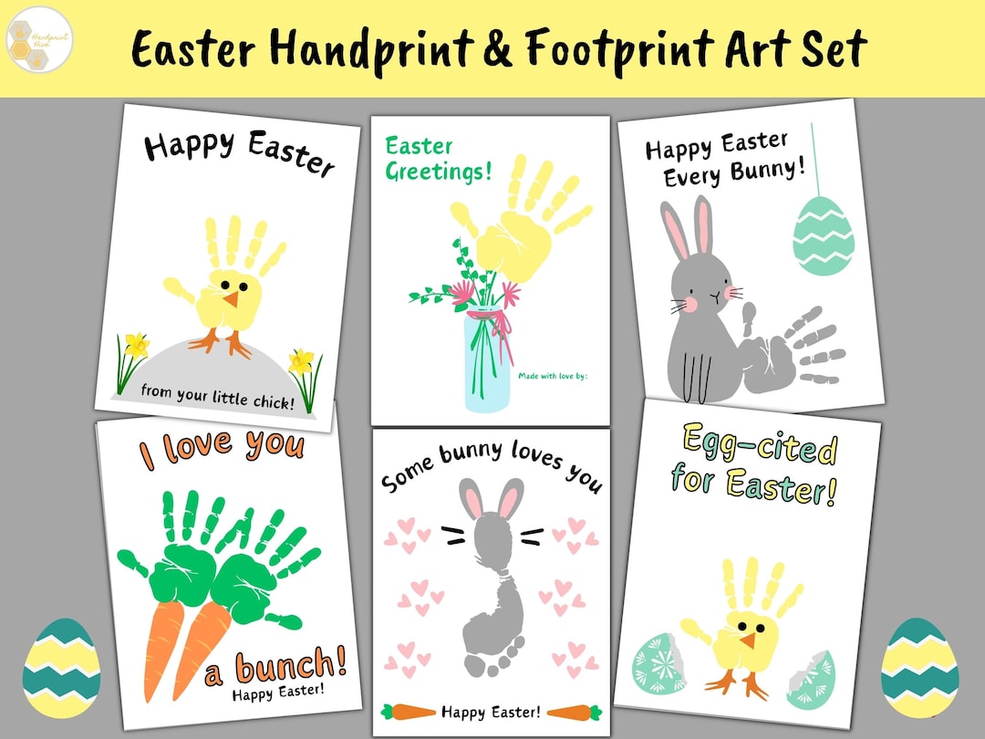 Easter Handprint Footprint Art Bundle, Easter Preschool Crafts, Happy ...