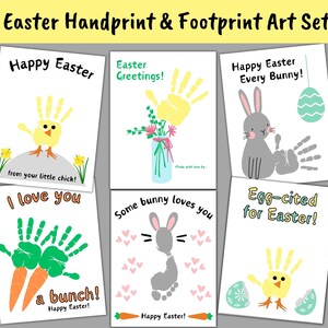 Easter Handprint Footprint Art Bundle, Easter Preschool Crafts, Happy ...