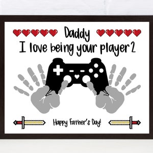 Gamer Dad Gift Father's Day Handprint Art, Father's Day Gamer Gift ...