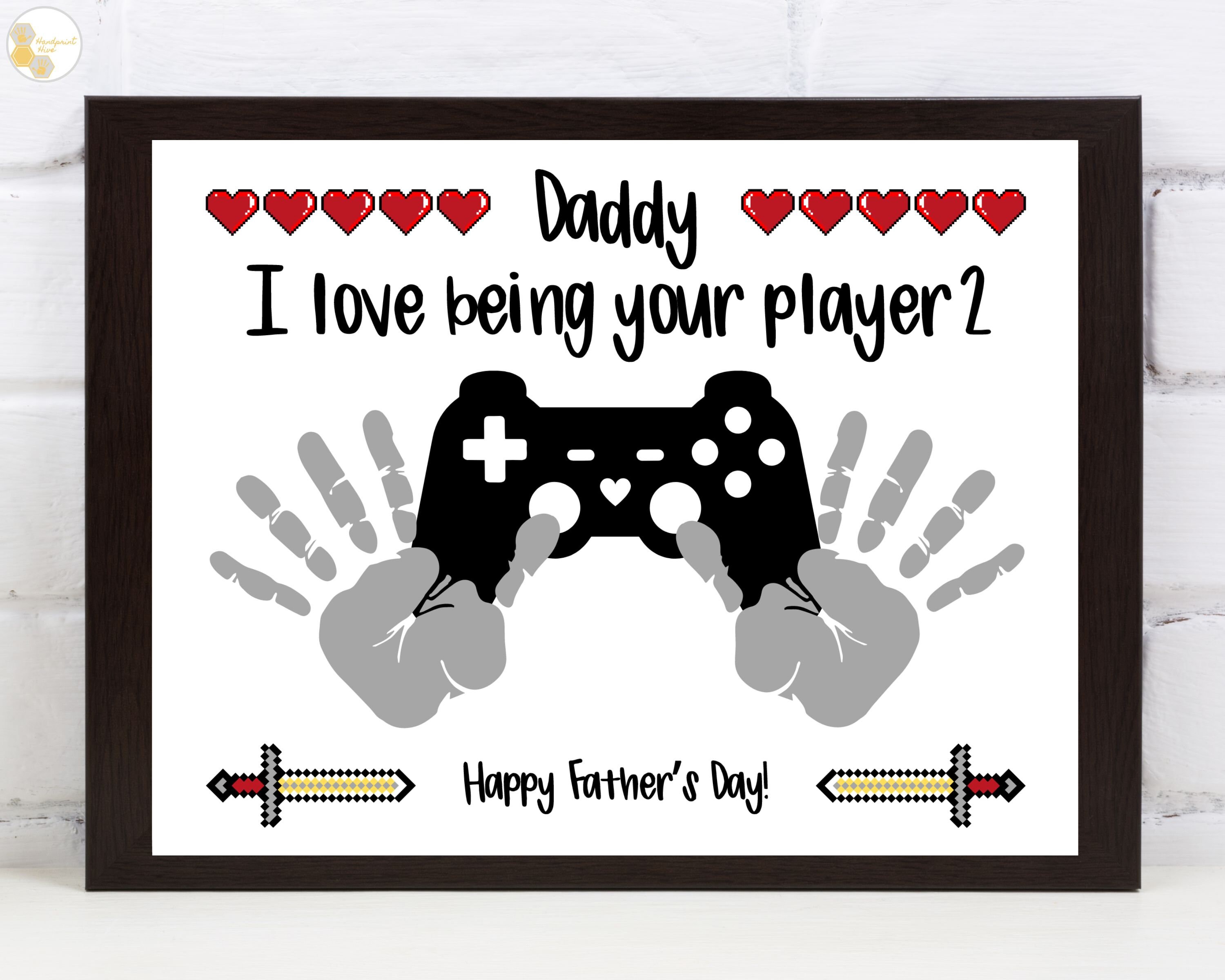 Gamer Dad Gift Father's Day Handprint Art, Father's Day Gamer Gift ...