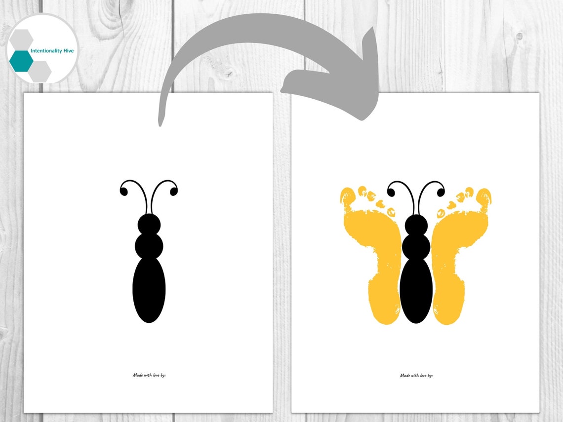 Butterfly Footprint Art Printable Butterfly Toddler - Etsy