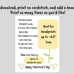 Flower Valentine's Day Handprint Poem Craft, Valentine Handprint Flower ...