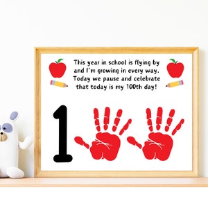 100 Days of School Handprint Art Poem, 100 Days Preschool Craft, 100 ...