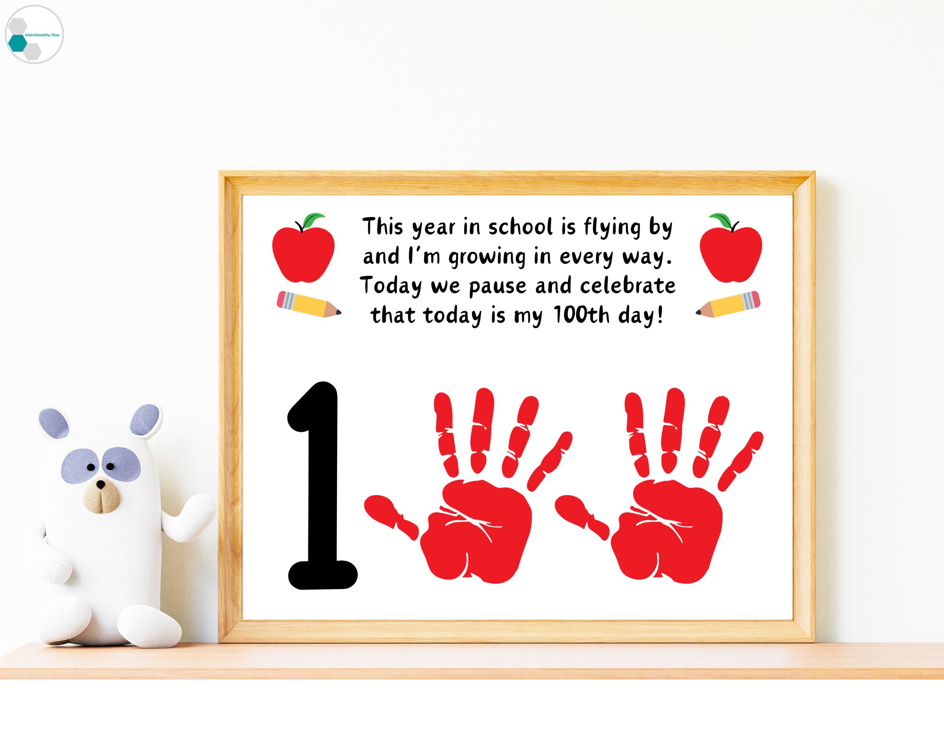 100 Days of School Handprint Art Poem, 100 Days Preschool Craft, 100 ...