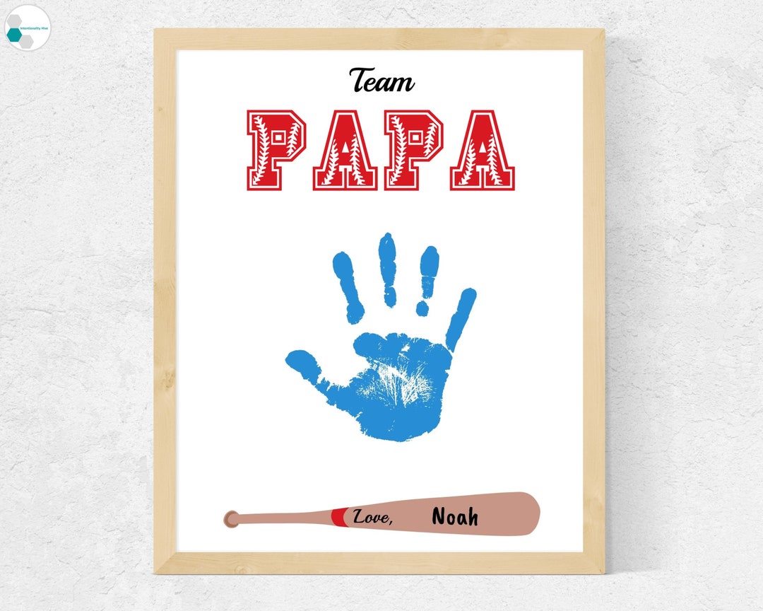 Baseball Papa Handprint Art Gift From Grandkids, Papa Father's Day ...