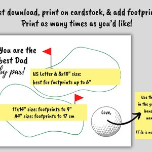 Best Dad by Par Footprint Art Craft Printable, DIY Father's Day Golf ...