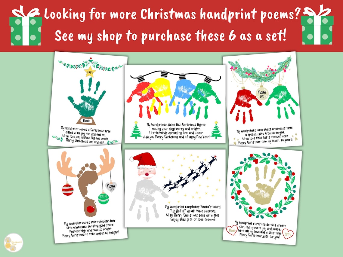 Christmas Wreath Handprint Art Poem, Christmas Handprint Wreath Craft ...