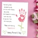 Flower Handprint Poem Mother's Day Craft for Preschool Toddlers Baby ...