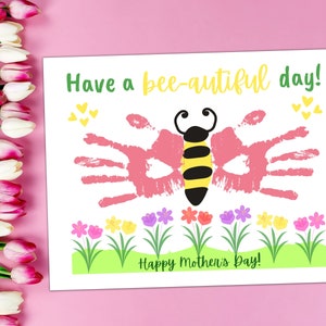 Bee Mother's Day Handprint Art for Toddlers, Preschool, Baby, Kids ...