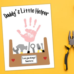 PERSONALIZED Dad Tool Handprint Art Gift, Daddy's Little Helper ...
