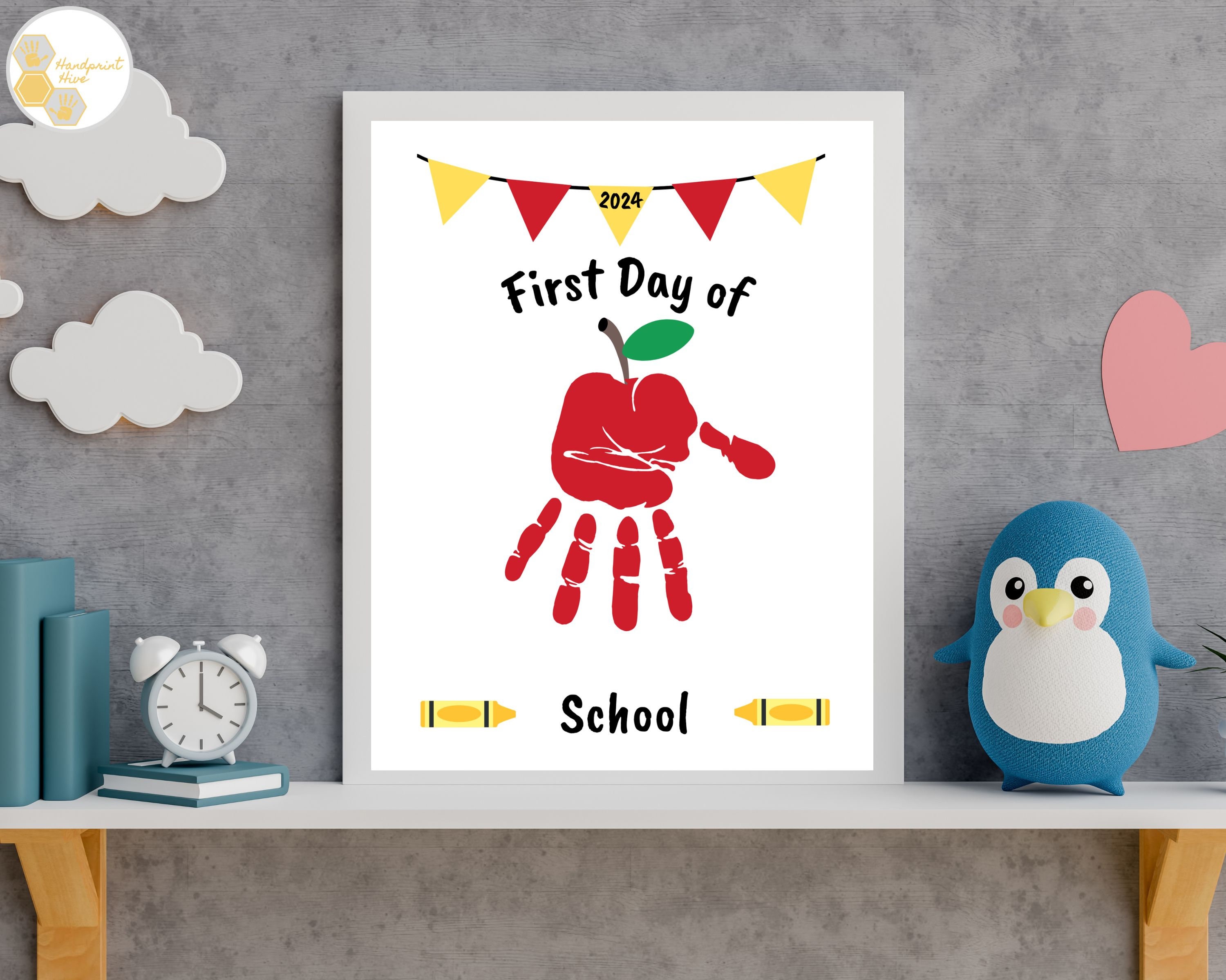 First Day of School Handprint Craft 2025, Apple Back to School ...