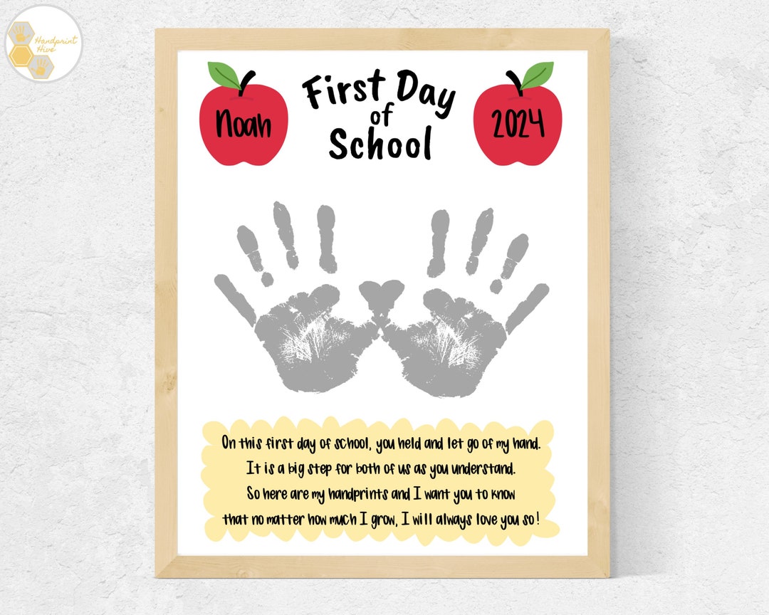 Handprint First Day of School Poem, Back to School Handprint Art ...
