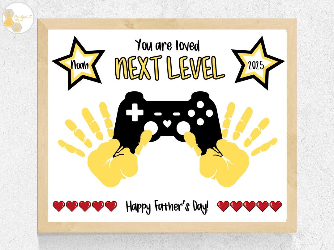 Gamer Father's Day Handprint Art Gift, Father's Day Gamer Dad Gift From ...