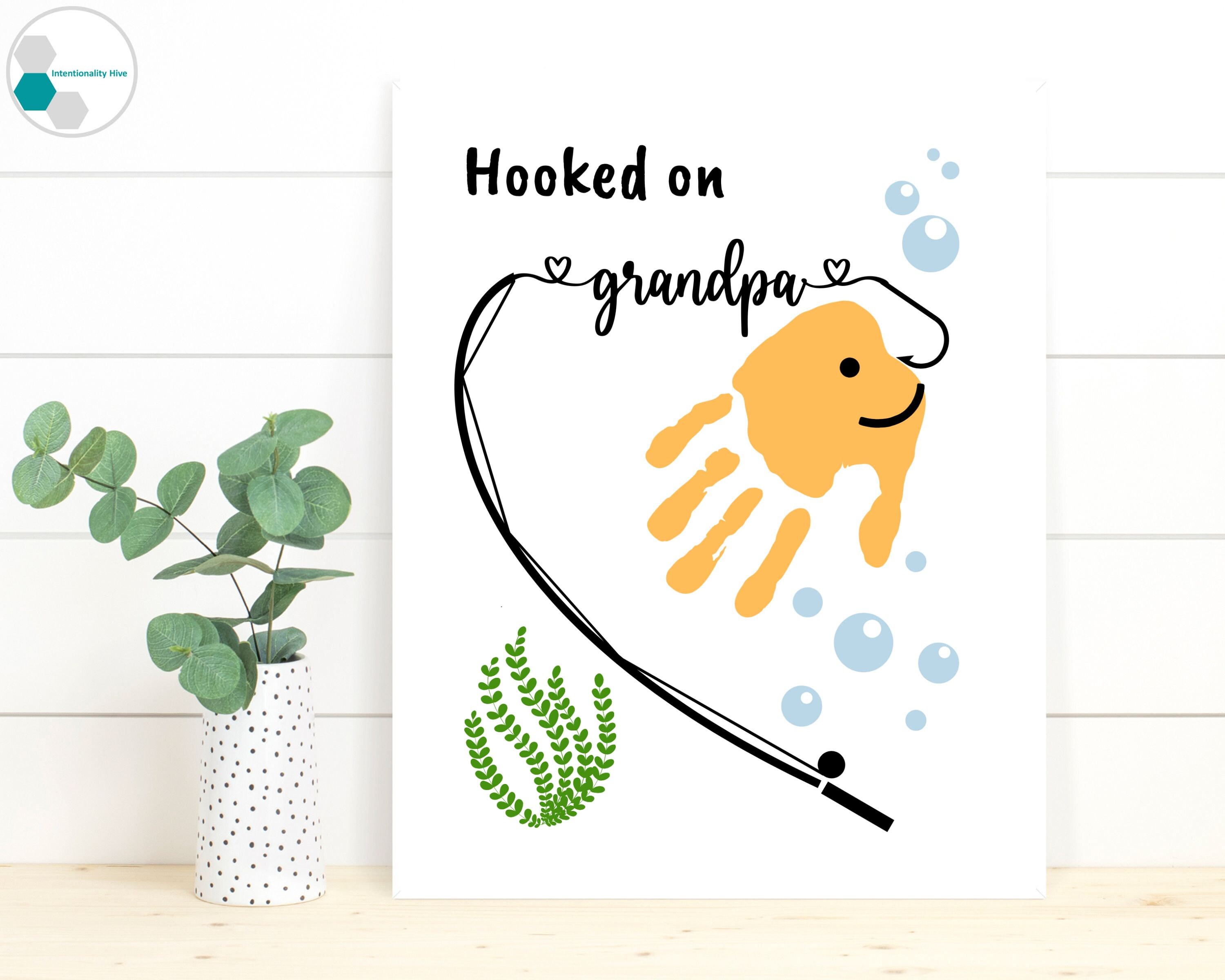 Hooked on Grandpa Handprint Craft Grandpa Fishing - Etsy
