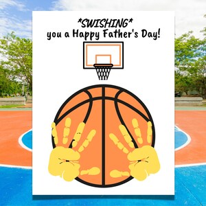 Father's Day Basketball Handprint Craft Art, Toddler Baby Basketball ...