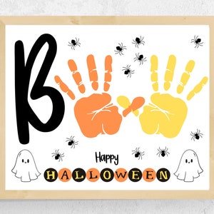BOO Halloween Handprint Art Craft Printable, Happy Halloween Handprint ...