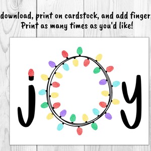 Joy Christmas Fingerprint Art Craft, Fingerprint Christmas Lights Craft ...